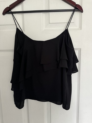 J Crew Women's Black Size 6 Drapey Ruffle Camisole Top Blouse Tank ...