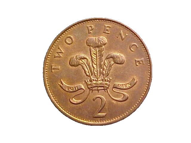 1993 Great Britain 2 Pence Elizabeth II Magnetic KM# 936a - High Grade ...