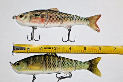 CAS6 TWO 6" Multi Jointed Pike Fishing Bait Lure Swimbait Pike Walleye ...