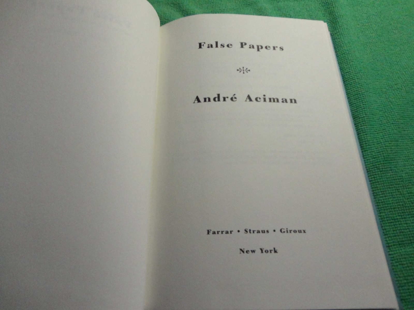 FALSE PAPERS BY ANDRE ACIMAN (HARDCOVER BOOK) # | eBay Australia