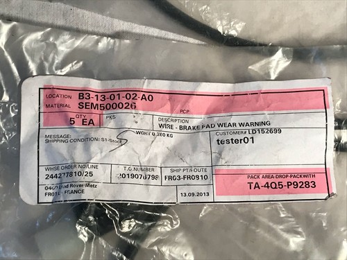 Land Rover Range Rover Sport Cable verschleisssensor SENSOR BRAKE ...