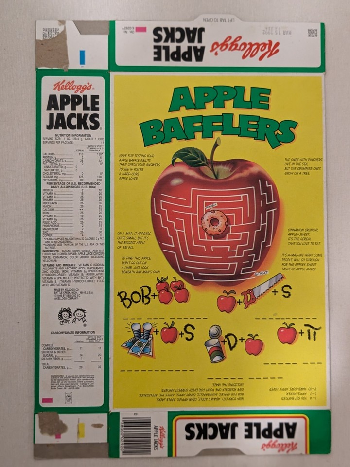 Apple Jacks Empty Cereal Box Flat 1992 US OLYMPIC TEAM - VINTAGE! | eBay