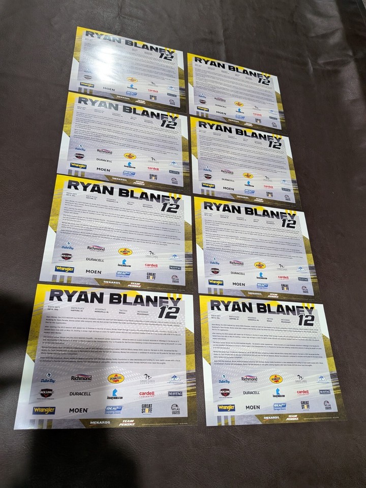 Ryan Blaney 2024 Nascar Cup Championship Menards Hero Cards-Lot of 8 | eBay