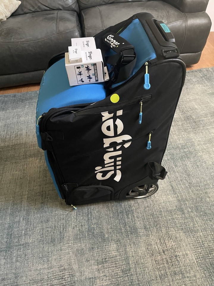 Slinger Bag Tennis Launcher Ball Machine w/Charger & Remote ...