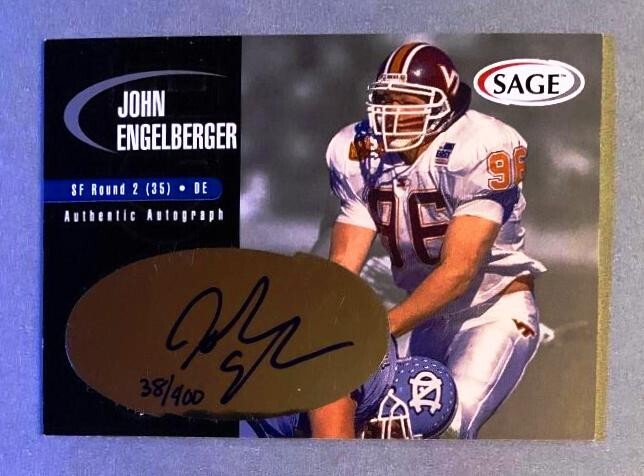 JOHN ENGELBERGER Virginia Tech Hokies 2000 SAGE Silver Autograph RC 38/ ...