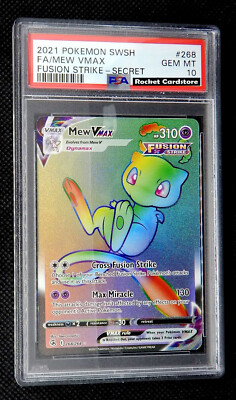 Pokemon Mew Vmax secret-rare Rainbow EN 268/264 Fusion Strike PSA 10 ...