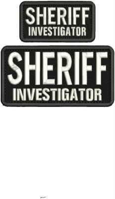SHERIFF INVESTIGATOR EMB PATCH 2x4 AND 3X6 HOOK ON BACK BLK/WHITE | eBay