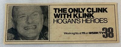 1975 small WSBK tv ad ~ HOGAN'S HEROES Only Clink With Klink | eBay