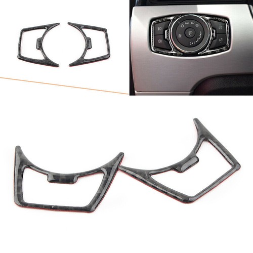 Carbon Fiber Car Headlight Switch Cover Frame Trim For Ford Mustang ...