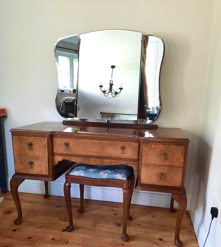 Georgian Style Vintage Burr Walnut Dressing Table Art Deco | eBay