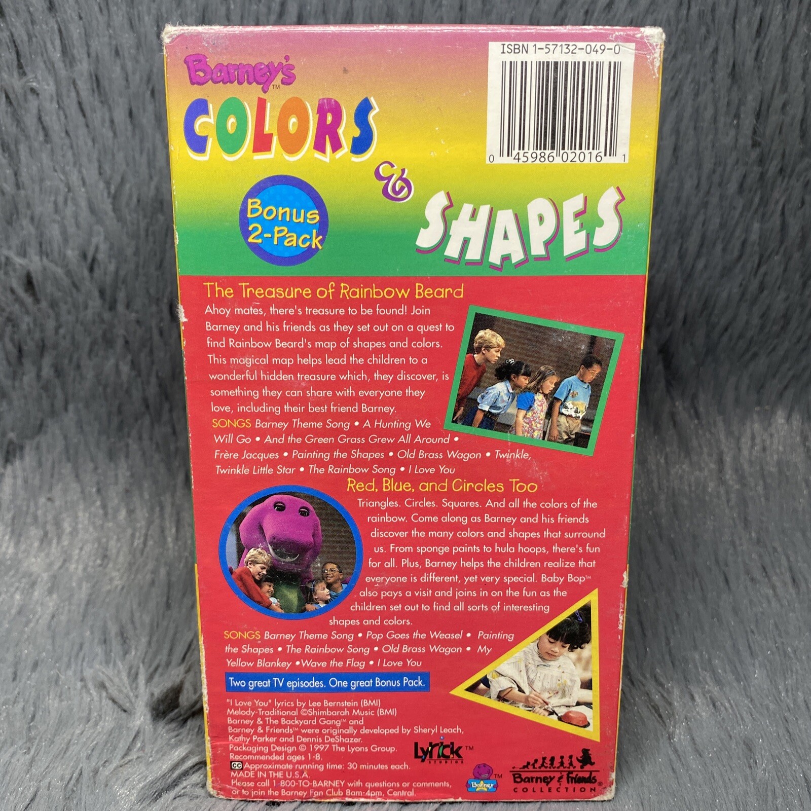 Barney Colors & Shapes Sing-Along Bonus 2-Pack VHS Video Tapes Set Blue ...