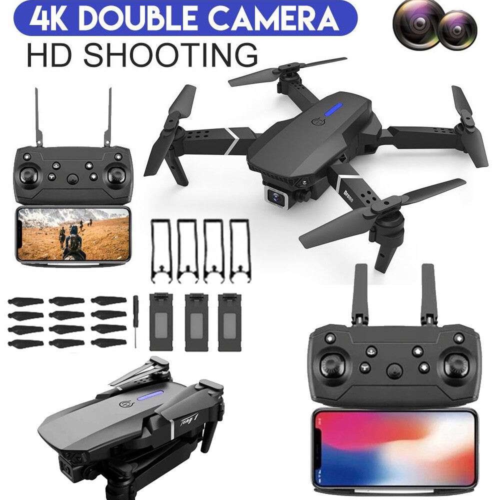 Black Professional Drone Dual 4K Camera WiFi Smart Follow Aerial ...