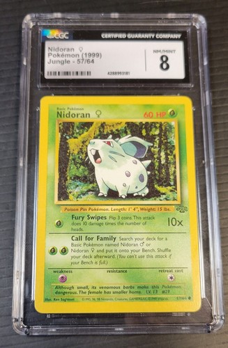 NIDORAN 57/64 1999 Pokemon Card Jungle CGC 8 1st Edition NM/Mint | eBay