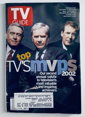 TV Guide Magazine March 9 2002 Tom Brokaw, Peter Jennings NY Metro Ed ...