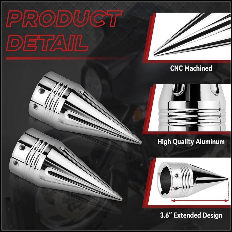 Spike Front Axle Nut Covers Caps Chrome Fit for Harley Touring Dyna ...