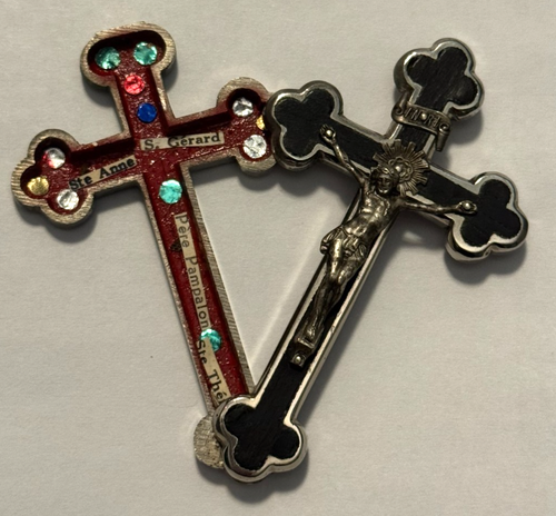 VINTAGE CATHOLIC NUNS PECTORAL CROSS RELIQUARY W/ 4 1st 2nd & 3rd CLASS ...