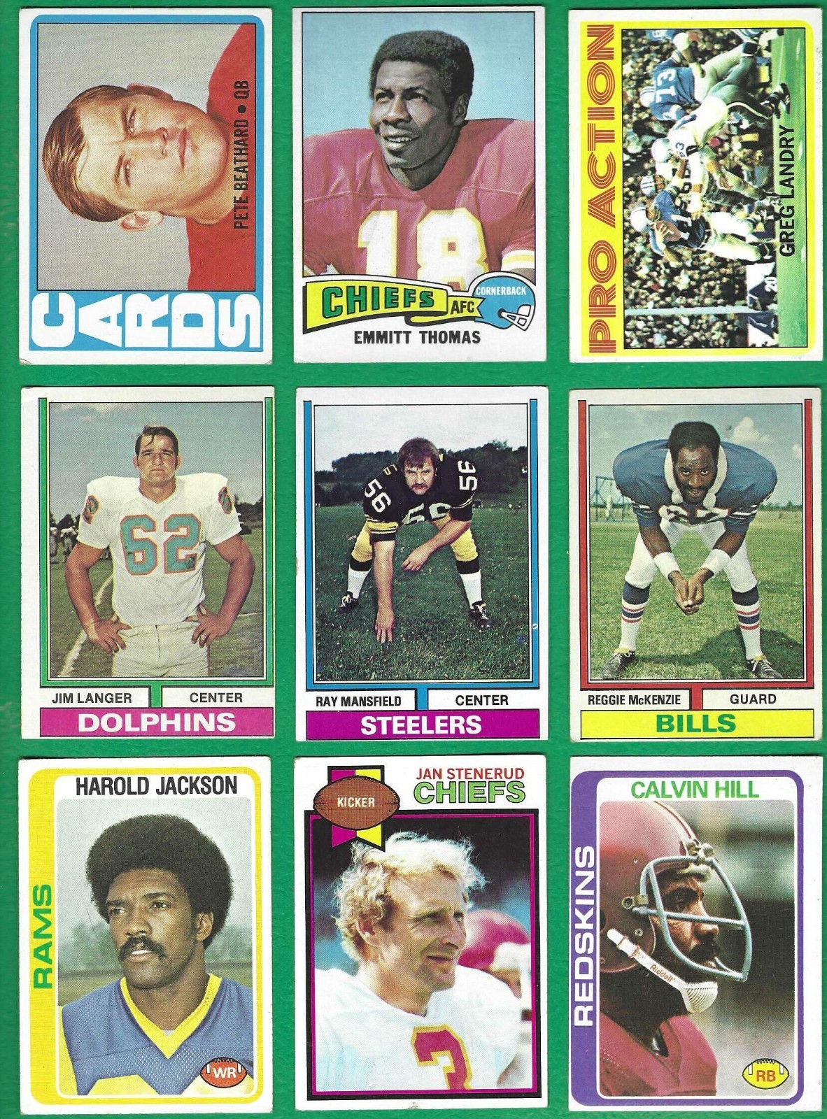 1970s Topps Football lot of 95 Diff Cards Riggins Hendricks Thomas ...