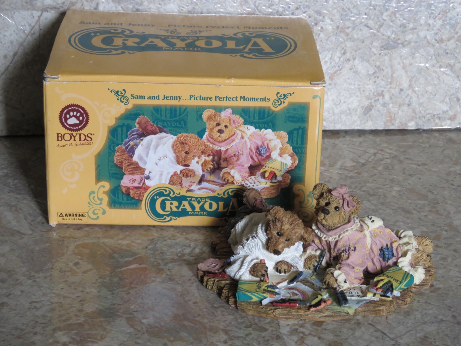 NIB Boyds Crayola Exclusive Sam & Jenny Coloring Bears #919127 Figurine ...