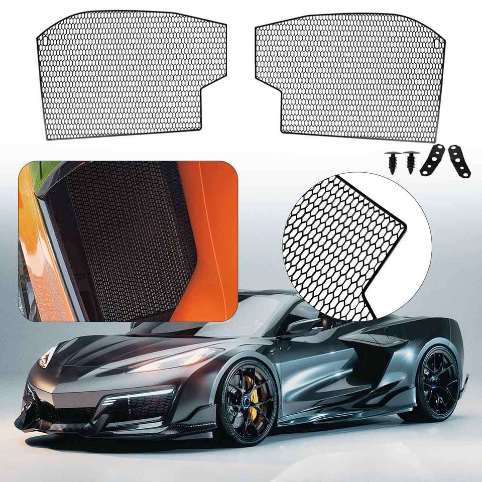 For Corvette C8 Z06 & E-Ray Side Intake Mesh Grille Insert Guards Alu ...