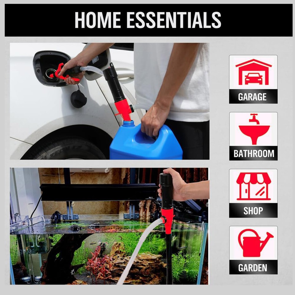 2.5 Gallons Electric Syphon Pump Battery Operated Petrol Oil Water Fuel ...
