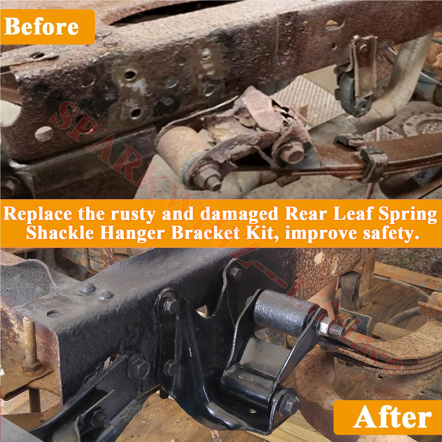 NEW Rear Leaf Spring Shackle Bracket Hanger Kit For Ford F150 F250 F350 ...