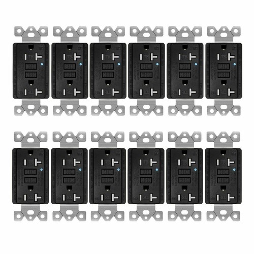 15Amp GFI GFCI Outlet Black Tamper-Resistant Receptacles With LED ...