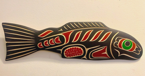 West Coast First Nations Art Cedar Plaque V. Bird Salmon #70885 | eBay