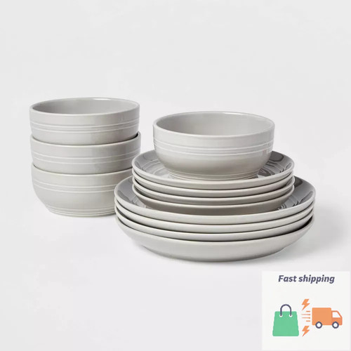 12pc Stoneware Westfield Dinnerware Set - Threshold? Gray | eBay