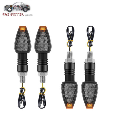 4X Smoke Mini LED Motorcycle Turn Signals Indicator Blinker Amber ...