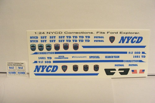 NYPD NYCD Correction Unit 1/24 Water Slide Decals Fits Motormax Police ...