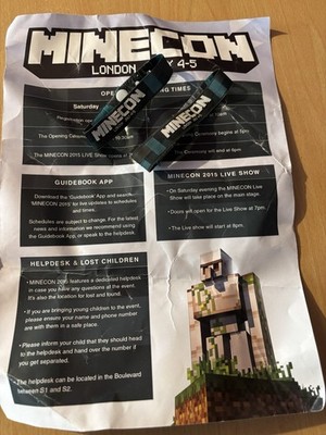Minecon 2015 Minecraft Wristbands and Programme Official Merchandise ...
