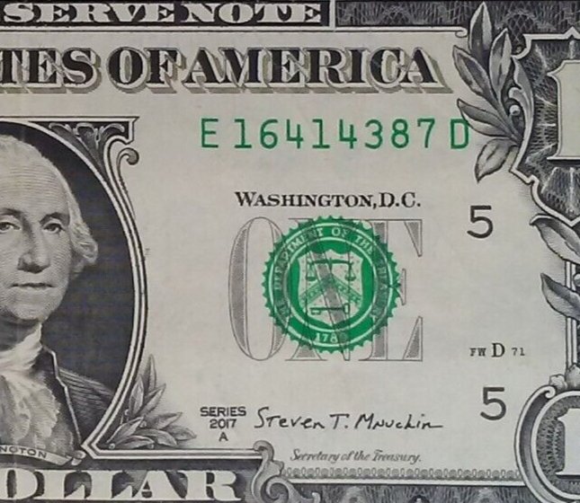 2017A SERIES- MISALIGNED PRINTING ONE($1) DOLLAR BILL- ERROR | eBay