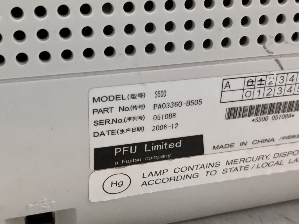 Fujitsu ScanSnap S500 Desktop Document Scanner | No Power Adapter or ...