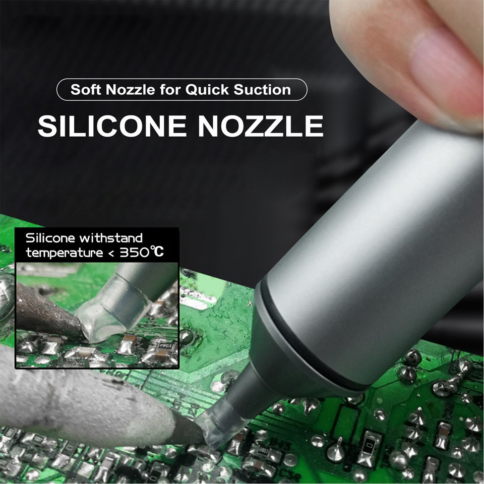 Portable Solder Sucker Vacuum Desoldering Pump Silicone Nozzle Heat ...