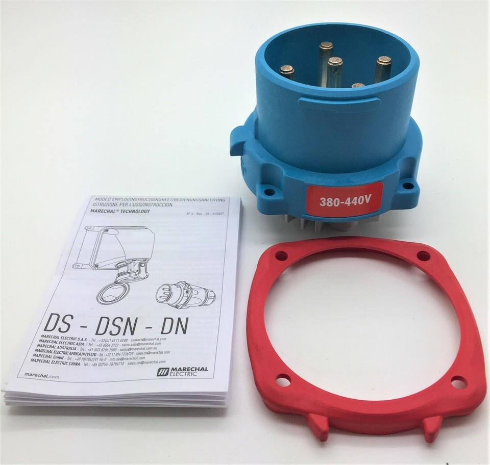 Marechal 3138017 DS3 Plug Appliance Inlet Size 3 50A 440VAC 3P+N+E Poly ...