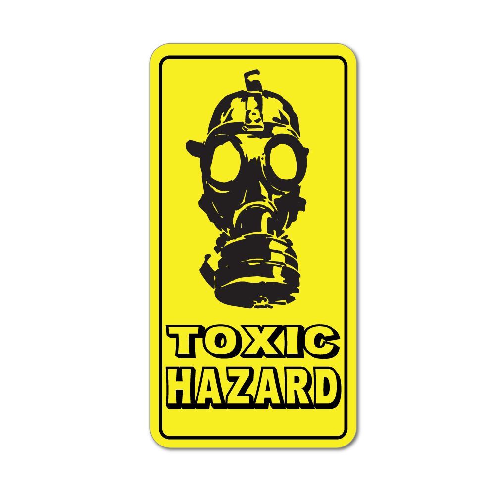 Toxic Hazard Gas Mask Warning Caution Yellow Sign Car Sticker Decal | eBay
