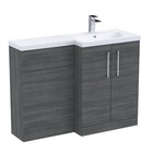 Bathroom 1100mm Woodgrain L-Shape Basin Vanity Unit Sink Anthracite ...