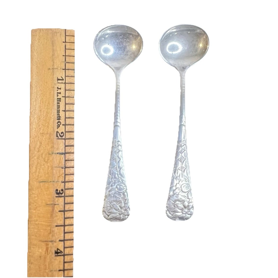 Delhi by GORHAM Pattern Demitasse Salt Spoons Set 2 Antique Sterling ...