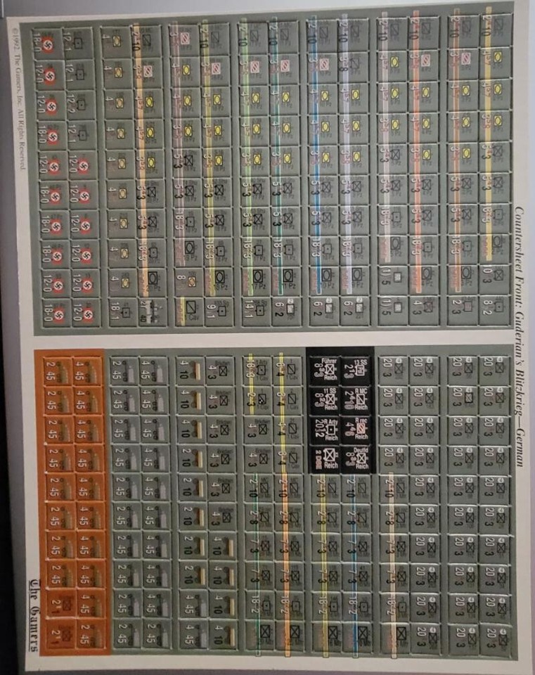 The Gamers Wargame Guderian's Blitzkrieg Unpunched Counters Only (bD ...