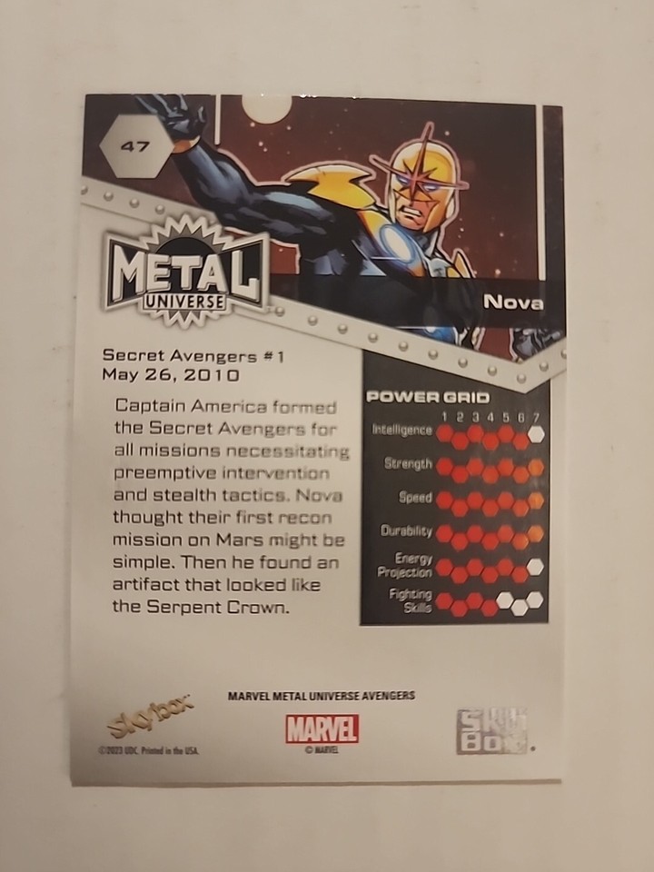 2024 Skybox Marvel Metal Universe Avengers Nova Card #47 A | eBay
