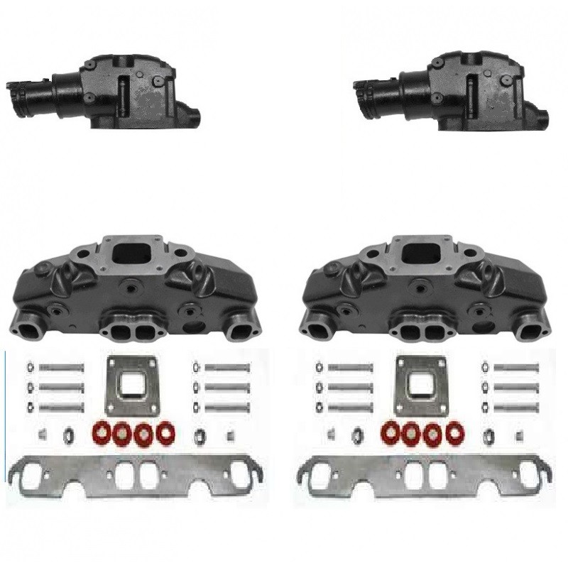 WET JOINT TO DRY JOINT CONVERSION Manifold Riser Exhaust Mercruiser V8 ...