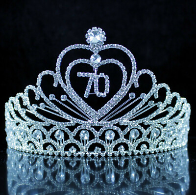 70th 70 Seventy Years Old Birthday Party Rhineston Hair Tiara Crown W ...