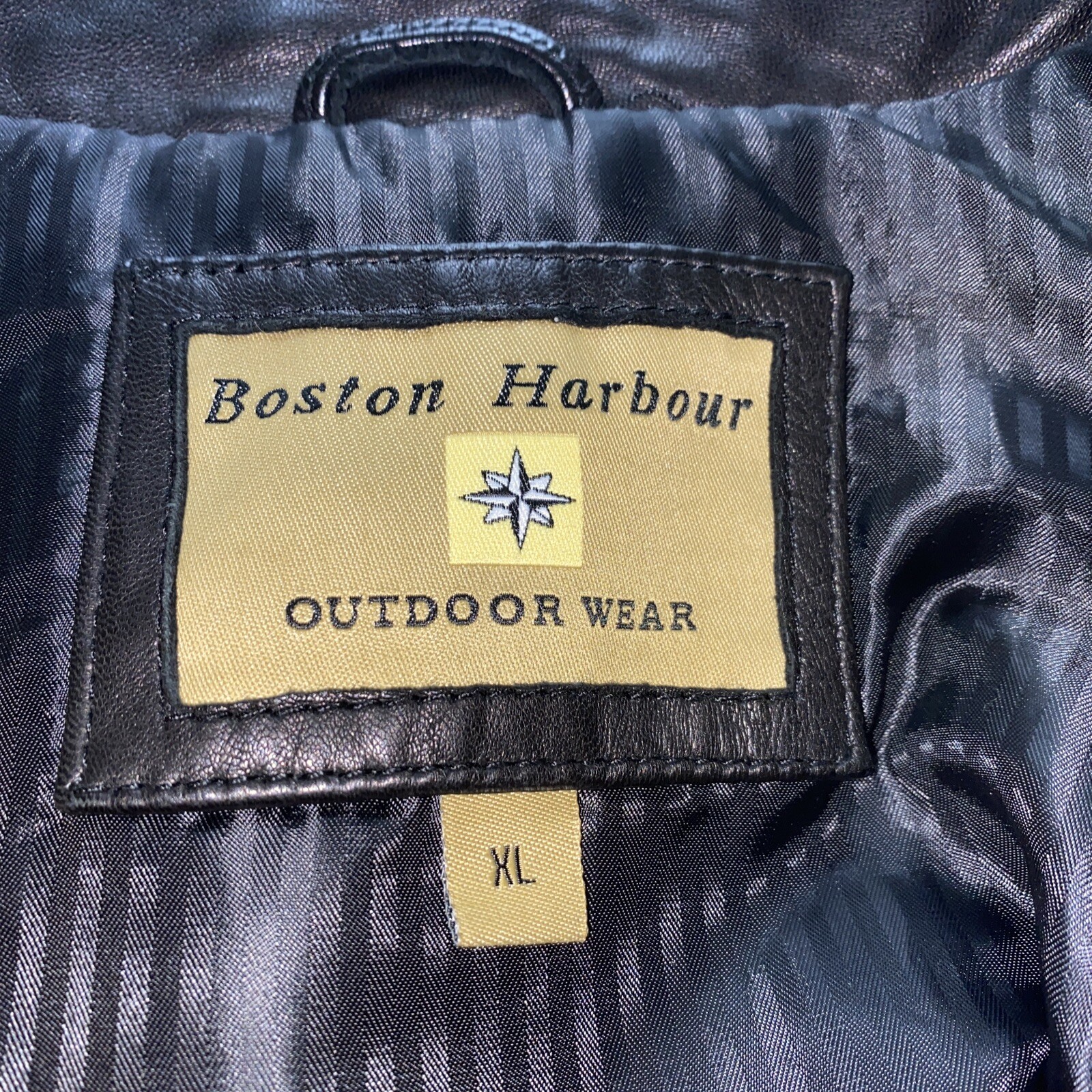 BOSTON HARBOUR OUTDOOR WEAR LEATHER JACKET SIZE XL BL… - Gem