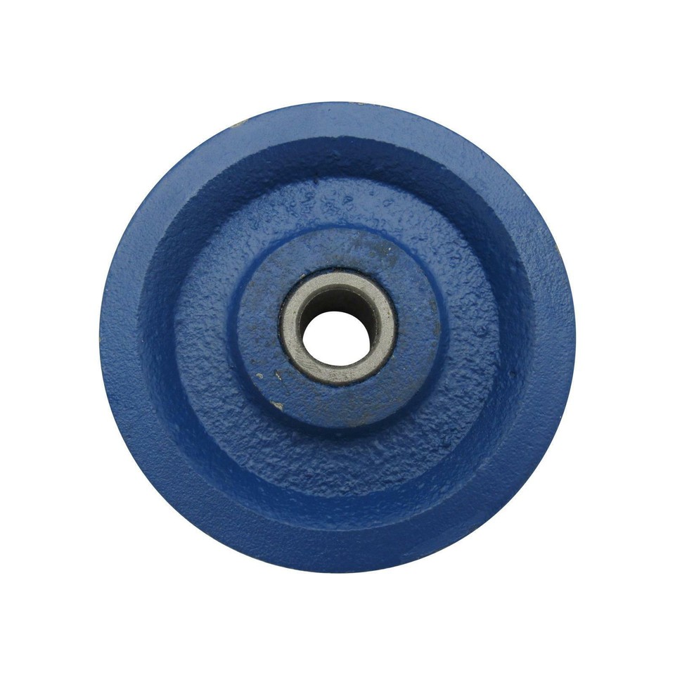 Blue Painted 175MM Cast Iron Sheave With Bush - 19MM Wire Rope Spare ...