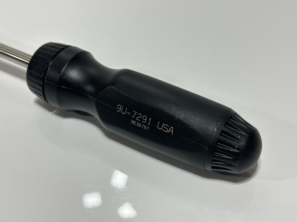 CAT Caterpillar USA Black Hard Handle Ratcheting Screwdriver w/ 5 Snap ...