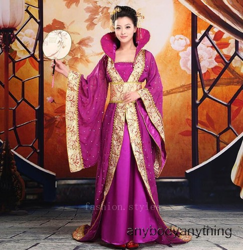 Womens Chinese Ancient Costume Traditional Trailing Infanta Dress Robe ...