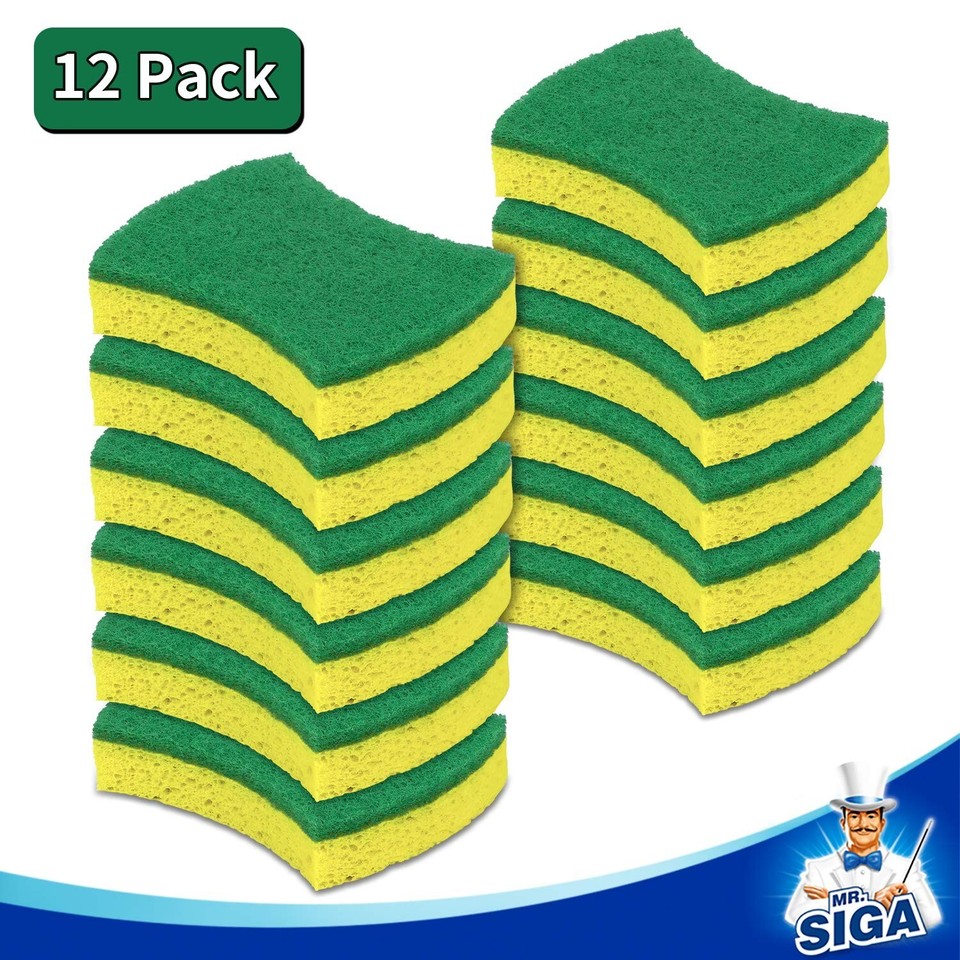 MR.SIGA Heavy Duty Cellulose Scrub Sponge, Dual-Sided Dishwashing ...
