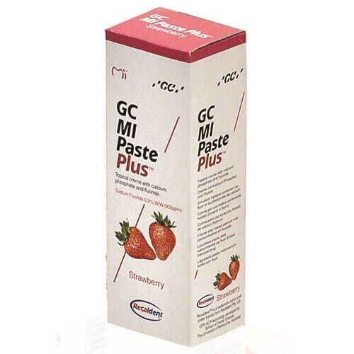 GC MI PASTE PLUS STRAWBERRY TOPICAL TOOTH CREAM WITH RECALDENT 1 TUBE ...