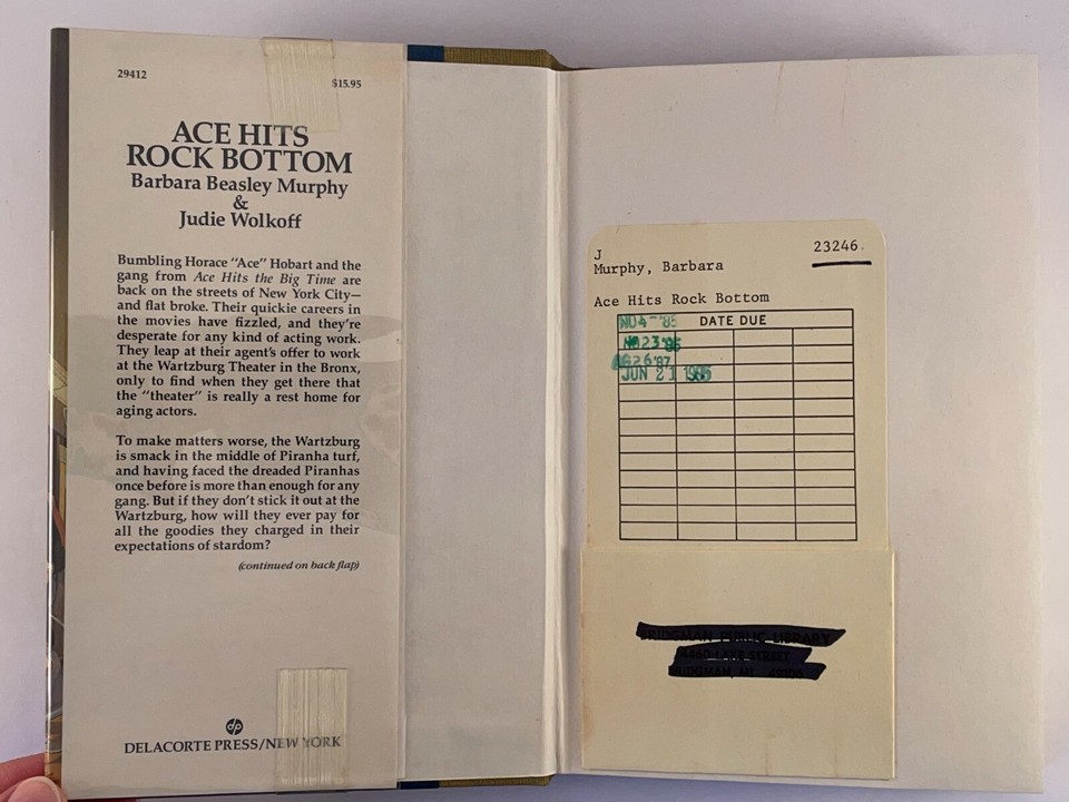Ace Hits Rock Bottom Barbara Murphy Judie Wolkoff 1985 HC First Edition ...