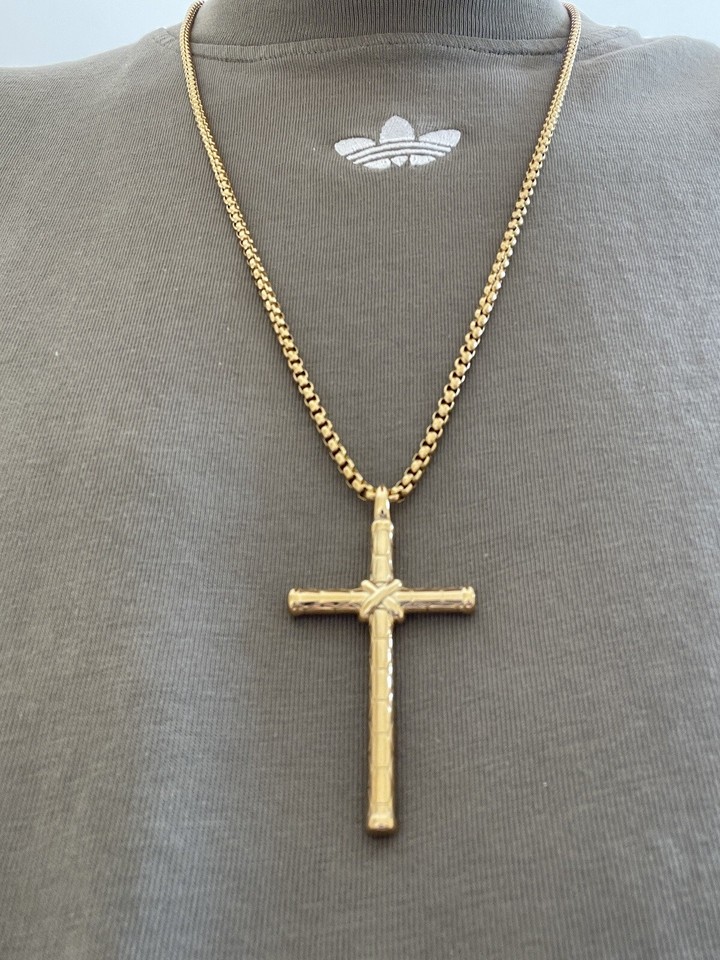 Extra Large 9ct Gold Filled Large Crucifix Cross Necklace 24" Gift ...